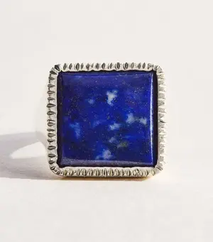 BLEUE BURNHAM Sterling And Lapis Lazuli Artists Signet Ring