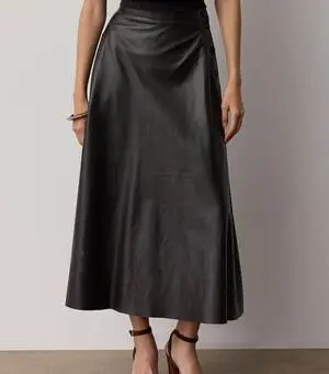 Ralph Lauren Leather Vickie Midi Skirt