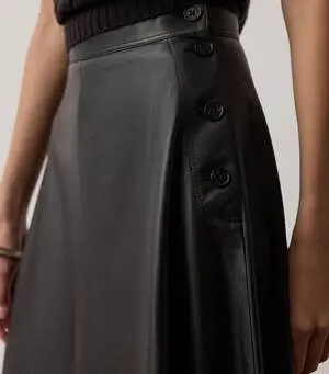 Ralph Lauren Leather Vickie Midi Skirt
