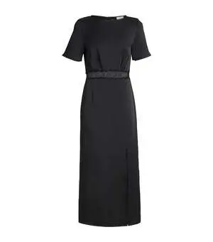 Claudie Pierlot Satin Lace-waist Midi Dress - Black