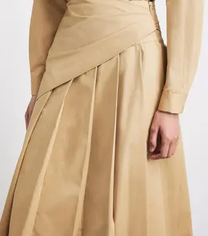 Claudie Pierlot Cotton Pleated Midi Skirt