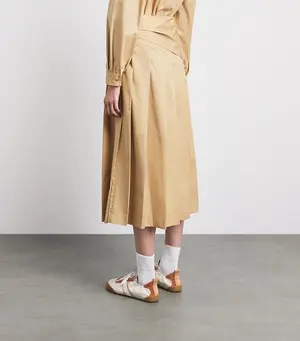 Claudie Pierlot Cotton Pleated Midi Skirt