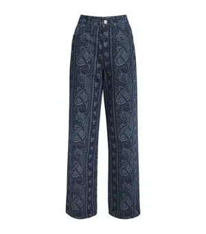 Claudie Pierlot Paisley Print Straight Leg Jeans - Blue