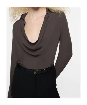 Acne Studios Draped Cowl Neck Blouse - Graphite Gray