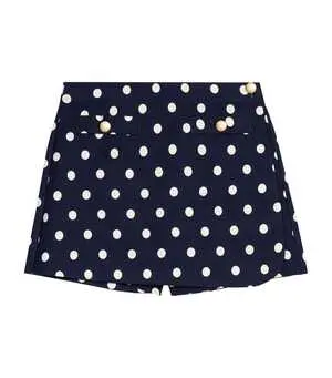 Maje Linen-blend Polka-dot Mini Skort - Blue