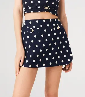 Maje Linen-blend Polka-dot Mini Skort