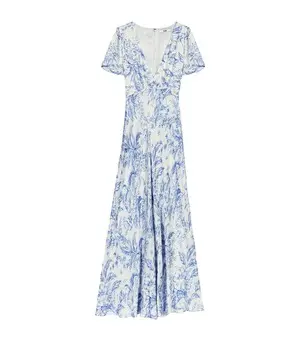 Maje Floral Print Maxi Dress - Blue