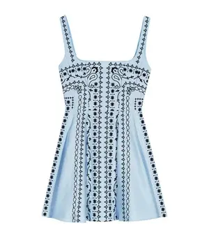 Maje Linen-blend Embroidered Mini Dress