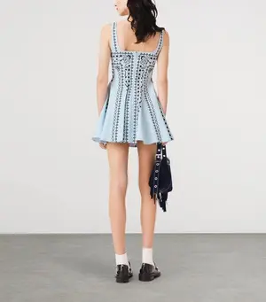 Maje Linen-blend Embroidered Mini Dress