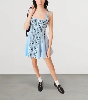 Maje Linen-blend Embroidered Mini Dress