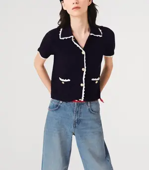 Maje Textured Knit Short-sleeve Cardigan