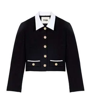 Maje Knitted Glitter Jacket - Black