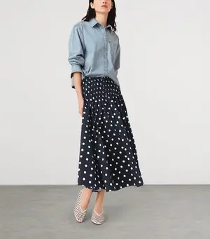 Maje Cotton Polka-dot Maxi Skirt