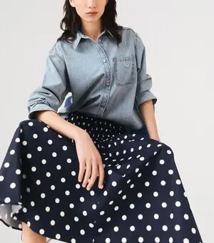 Maje Cotton Polka-dot Maxi Skirt