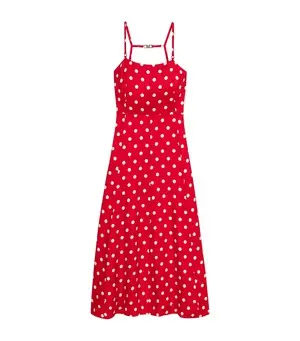 Maje Linen-blend Polka-dot Maxi Dress - Red