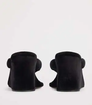Balenciaga Velvet Thong Wedge Sandals - Black
