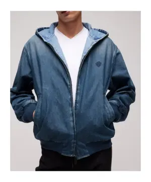 Gucci Reversible Washed Denim Zip Jacket With Crest Embroidery
