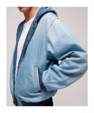 Gucci Reversible Washed Denim Zip Jacket With Crest Embroidery