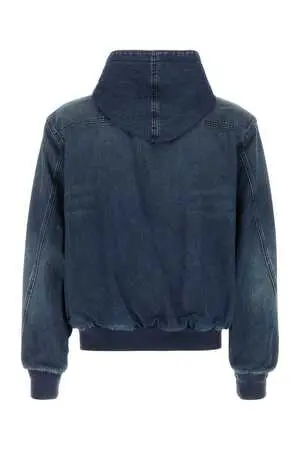 Gucci Reversible Washed Denim Zip Jacket With Crest Embroidery - Blue