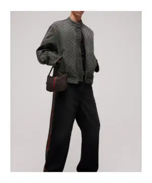 Gucci Gg Cotton Denim Jacquard Zip Jacket