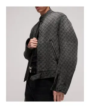 Gucci Gg Cotton Denim Jacquard Zip Jacket