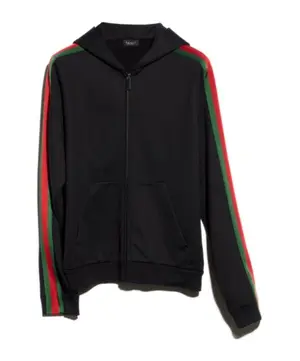 Gucci Silk Cotton Jersey Zip Jacket With Web Detailing - Black