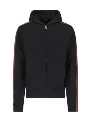 Gucci Silk Cotton Jersey Zip Jacket With Web Detailing - Black