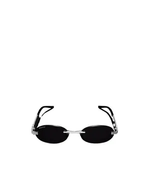 Gucci Oval-frame Sunglasses With Crystal Embellishments - Silver