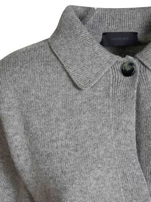 HAIKURE Ribbed Polo Knitted Top - Gray