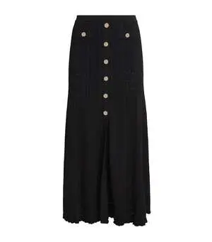 Sandro Knitted Button-front Maxi Skirt - Black