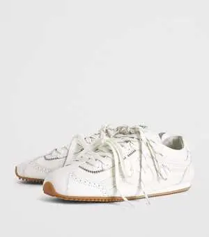 Sandro Leather Light Wave Lace-up Sneakers - Beige