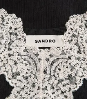 Sandro Ribbed Lace-trim Tank Top