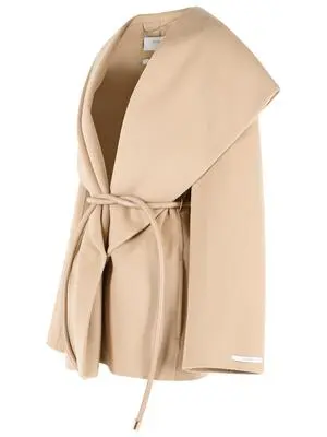 Sportmax Wrap Short Coat With Tubular Belt - Camel