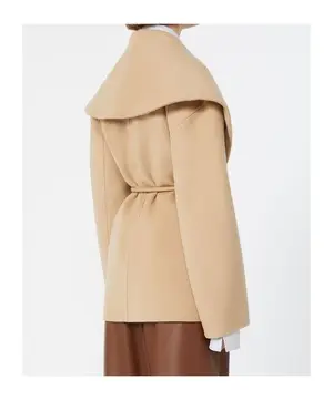 Sportmax Wrap Short Coat With Tubular Belt - Camel