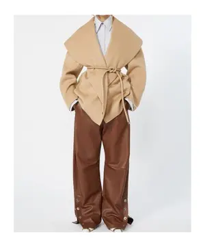 Sportmax Wrap Short Coat With Tubular Belt - Camel
