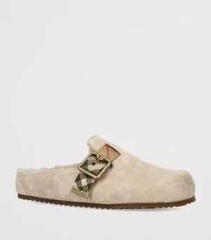 Burberry Suede Check-trim Urchin Clogs