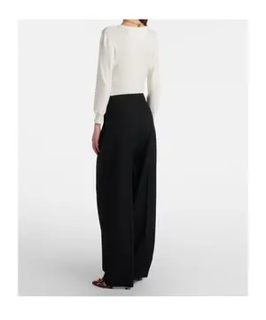 Chloé Pleated High-rise Wool Gabardine Wide-leg Pants