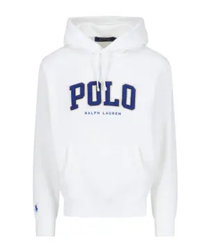 Polo Ralph Lauren Logo-flocked Drawstring Hoodie - White
