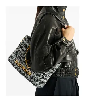 Balmain Small 1945 Soft Tweed Tote Bag