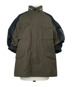 Sacai Two-toned Utility Oversized Jacket - Black