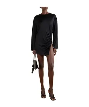 Attico Gathered Satin Mini Dress