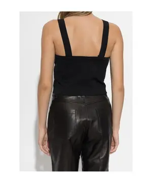 Balmain Buttoned Knit V-neck Cropped Top