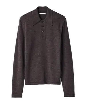 LEMAIRE Long-sleeve Polo In Fine Mouline Merino Wool