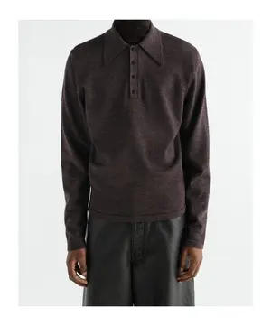 LEMAIRE Long-sleeve Polo In Fine Mouline Merino Wool