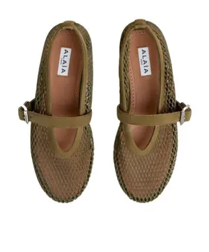Alaïa Ballet Flats In Fishnet And Suede
