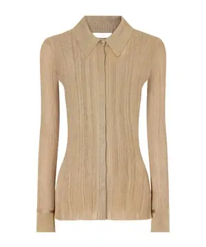 Gabriela Hearst Tamar Ribbed Silk Shirt - Nude