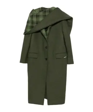 Attico Single-breasted Coat With Detailed Scarf - No