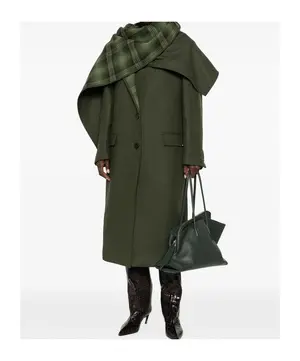 Attico Single-breasted Coat With Detailed Scarf - No