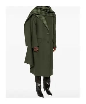 Attico Single-breasted Coat With Detailed Scarf - No