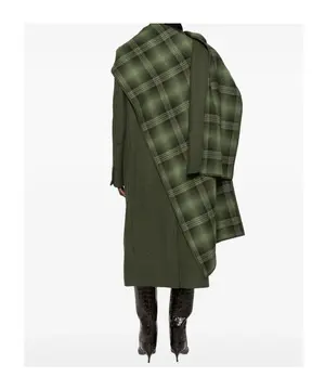 Attico Single-breasted Coat With Detailed Scarf - No